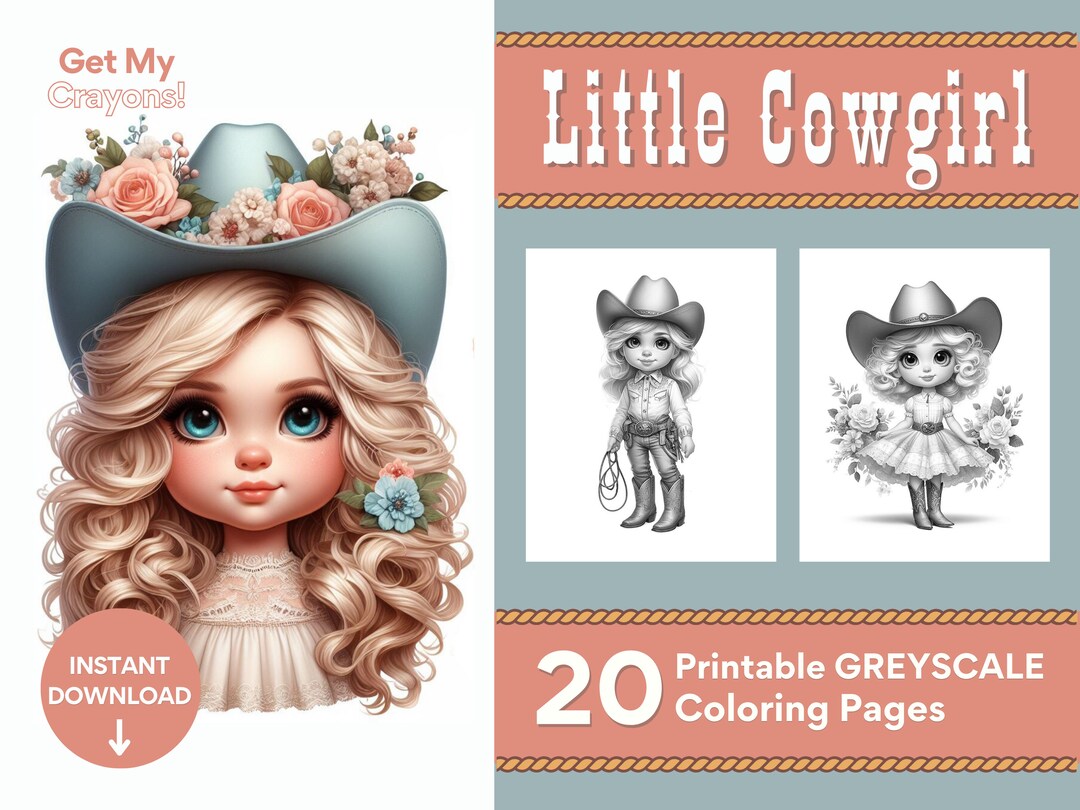 Adorable Little Cowgirl Coloring Pages, for Adults, Teens, and Kids 20 ...