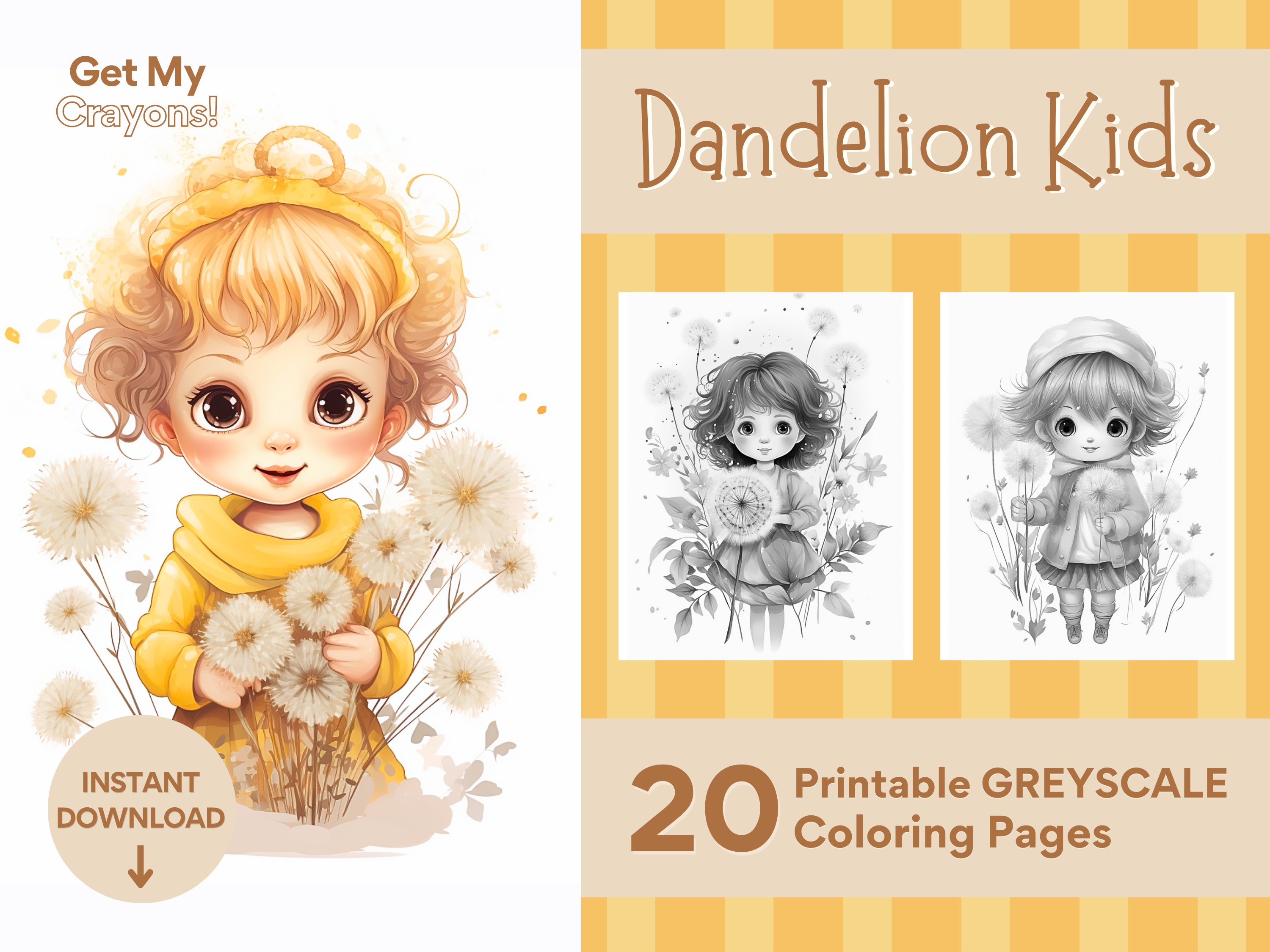 Cute Dandelion Kids Coloring Pages, for Adults, Teens, and Kids 20 ...