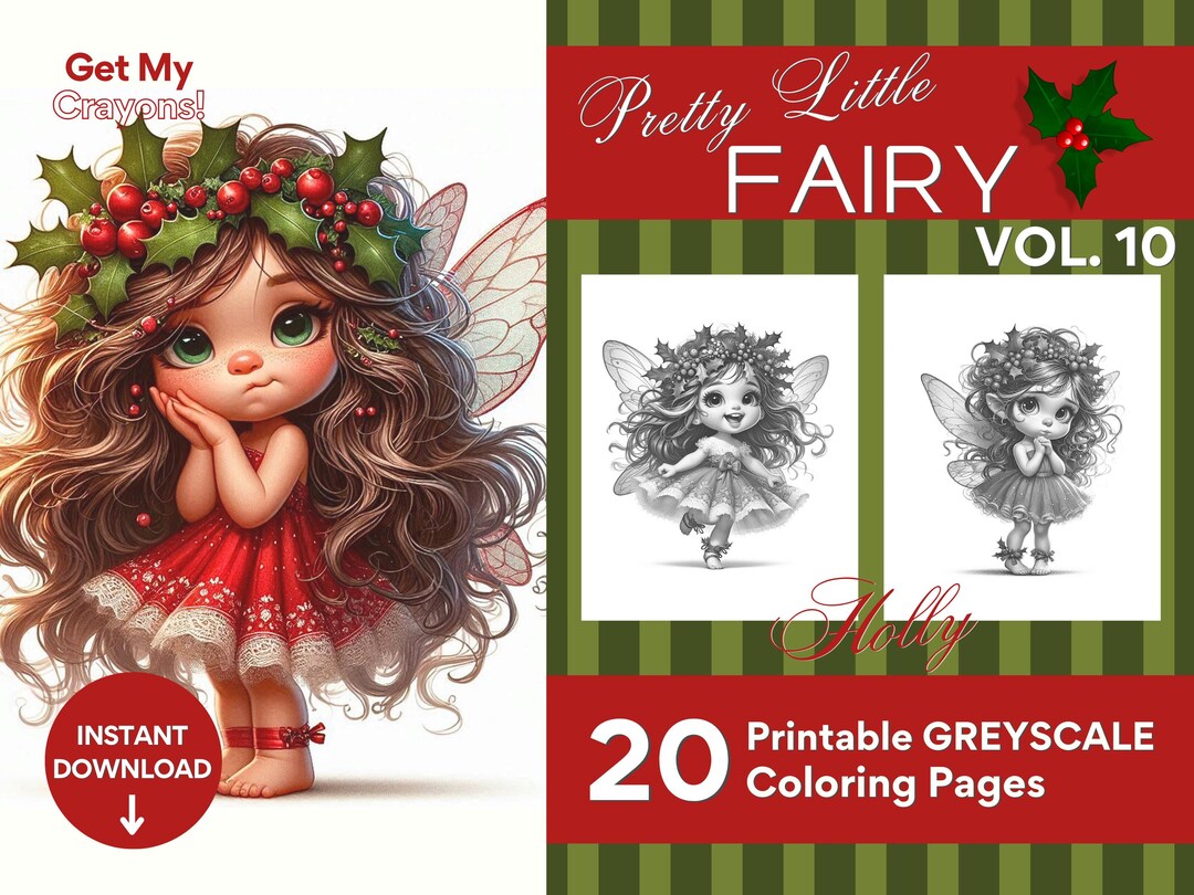 Pretty Little Fairy Vol 10 Holly Coloring Pages for Adults Teens & Kids ...