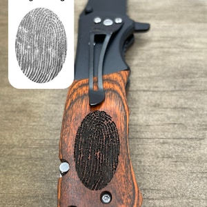 Thumbprint Memorial Pocket Knife Thumbprint Death Anniversary ...