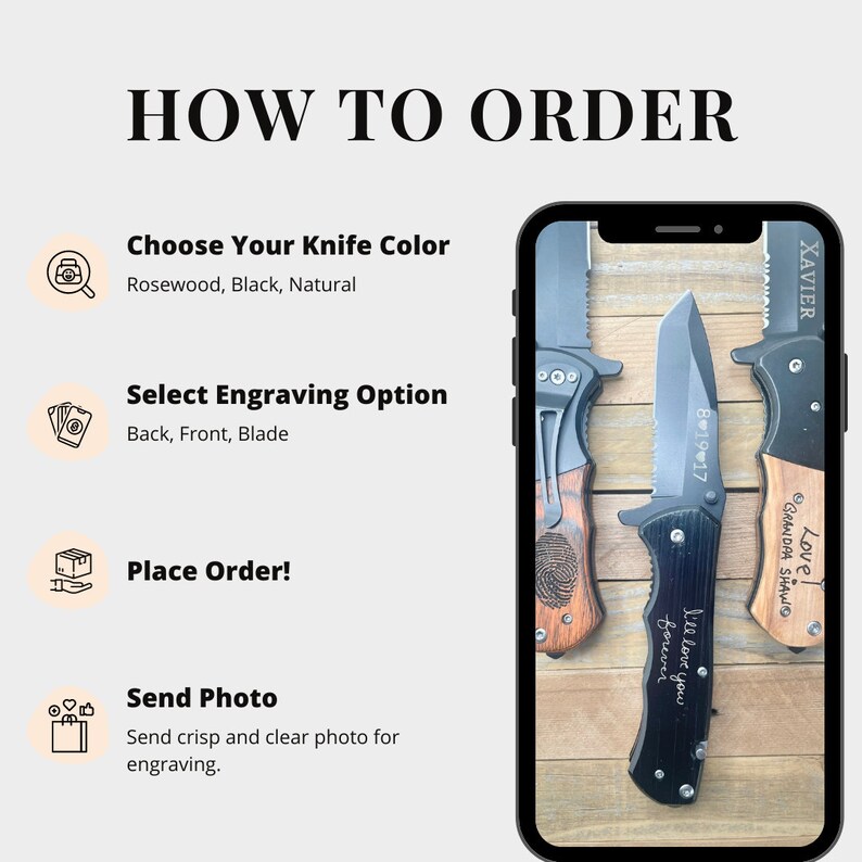 Actual Handwriting Pocket Knife for Men Memorial Gift Loss of Mother ...