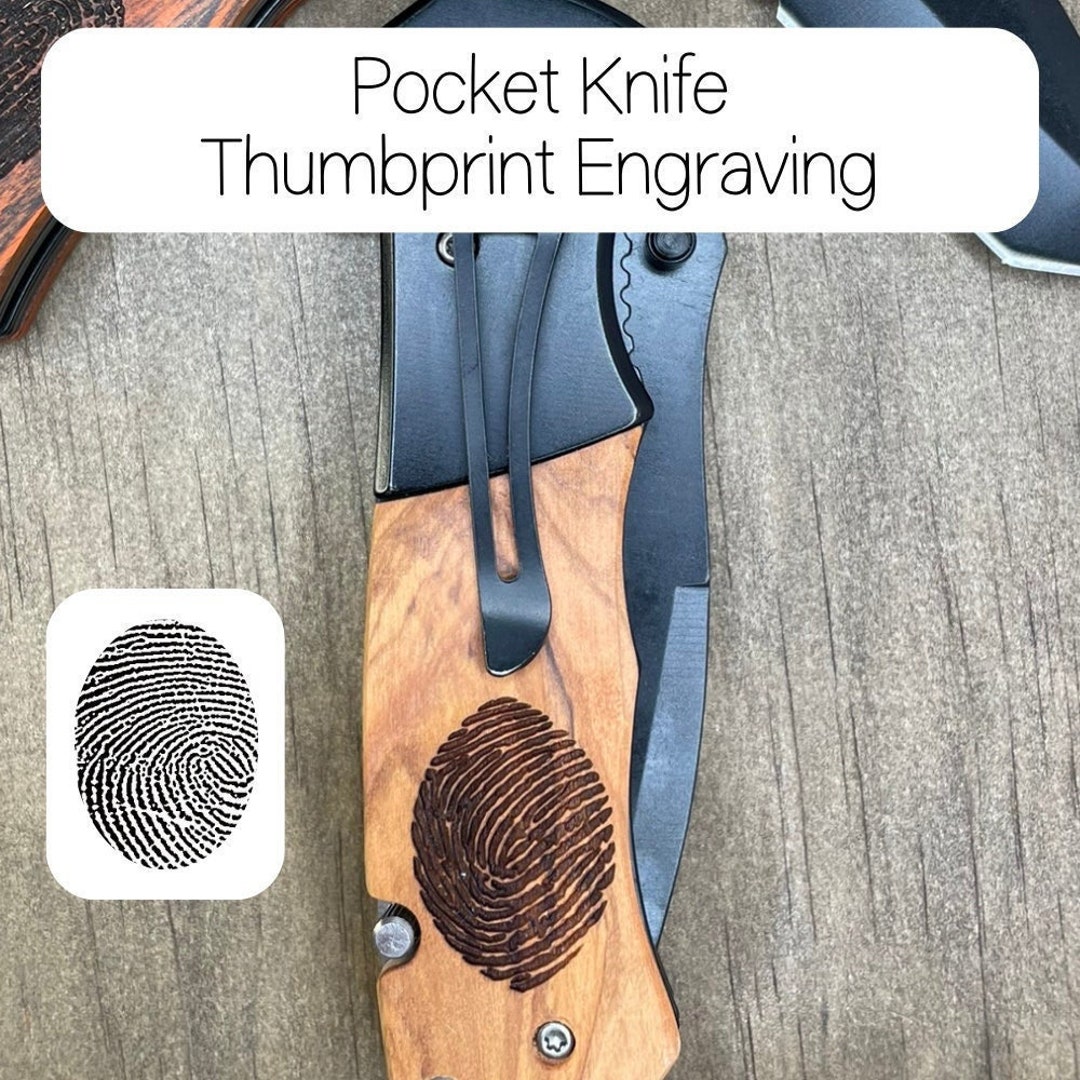 Thumbprint Memorial Pocket Knife Thumbprint Death Anniversary ...
