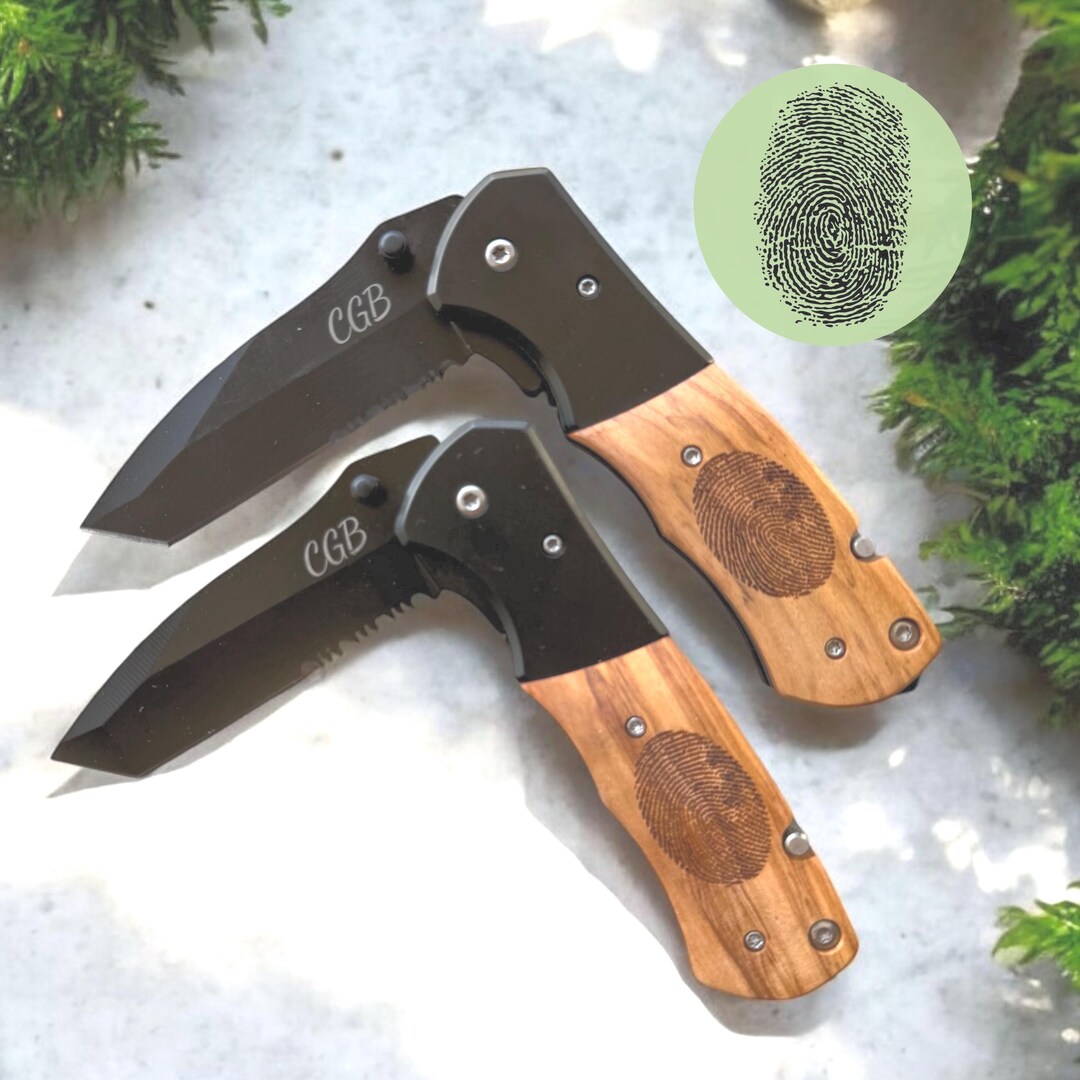 Thumbprint Memorial Pocket Knife Thumbprint Death Anniversary ...
