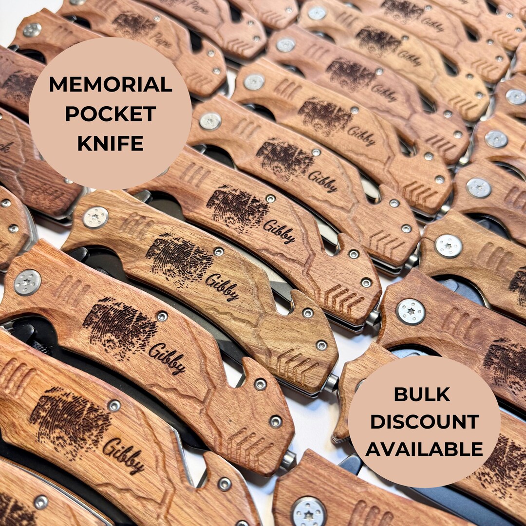 Fingerprint Pocket Knife Personalized Memorial Bulk Gift: Thumbprint ...