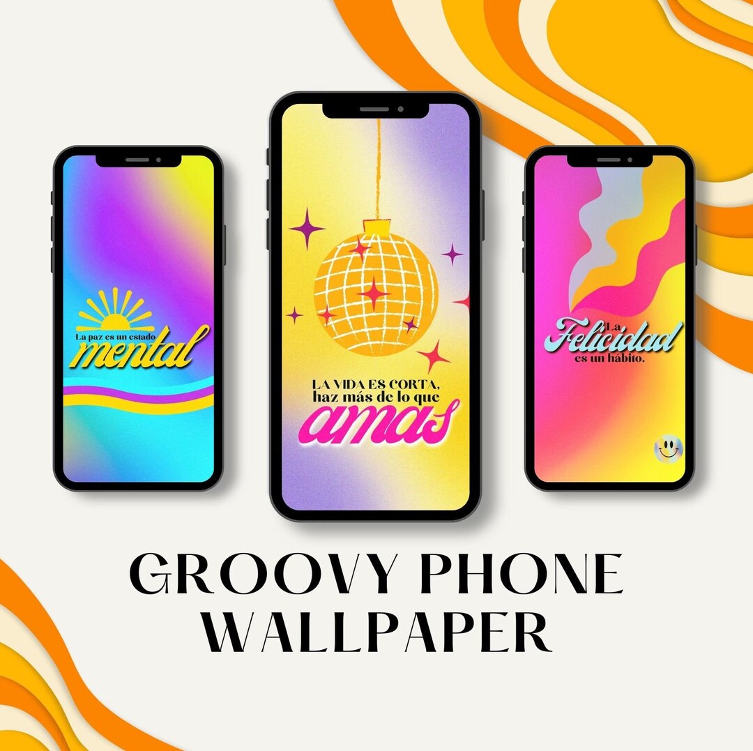 Groovy Phone/tablet Wallpaper Lock Screen Downloadable Digital Bundle ...