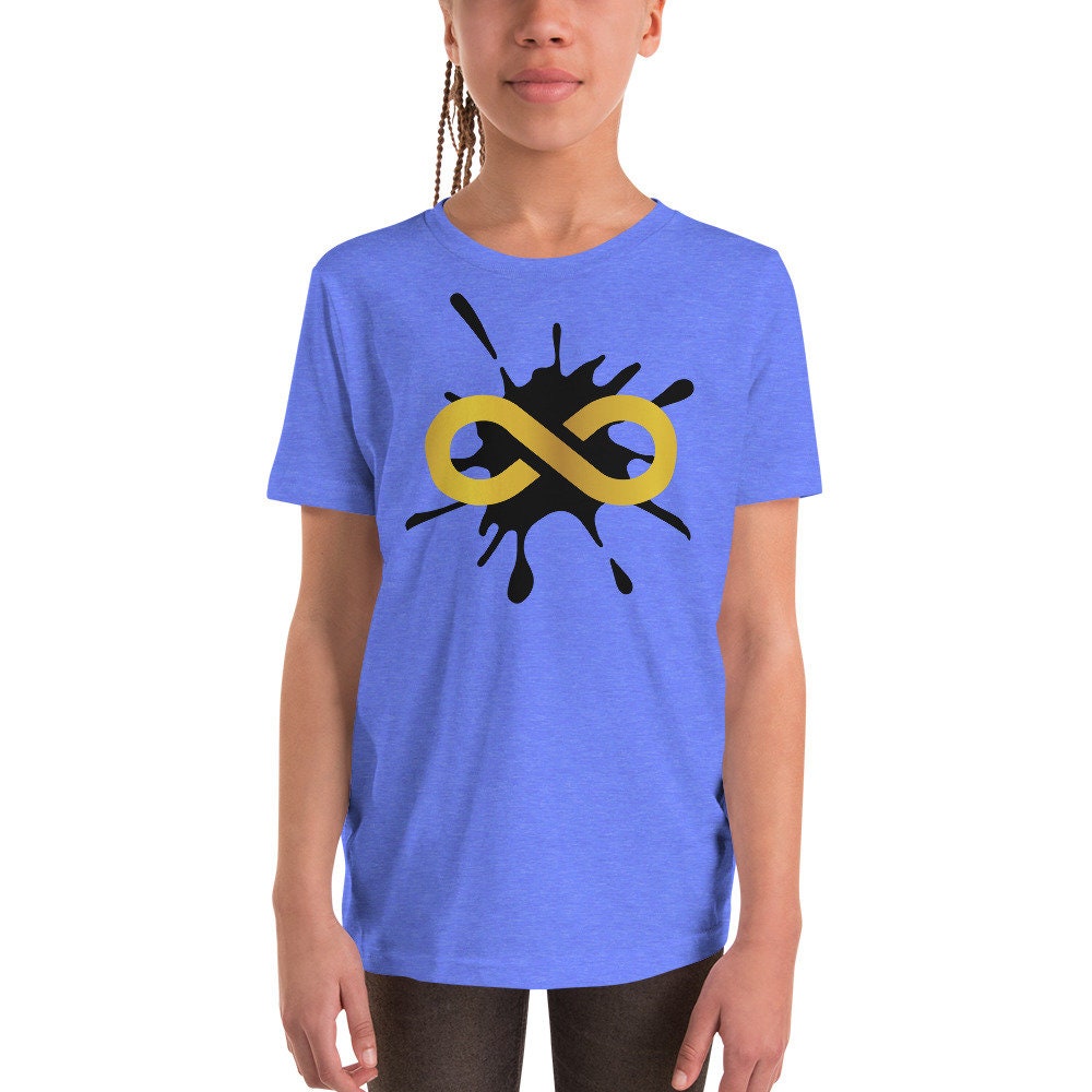 GOLD INFINITY LOOP Splash Autism Acceptance and Pride Gift Youth Short ...
