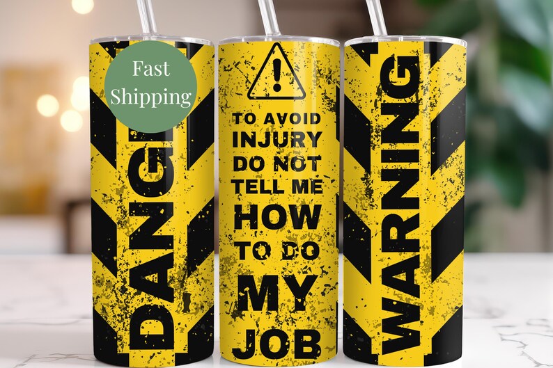 Warning Sign Tumbler Drink Container Office Desk Gift Idea for Coworker ...