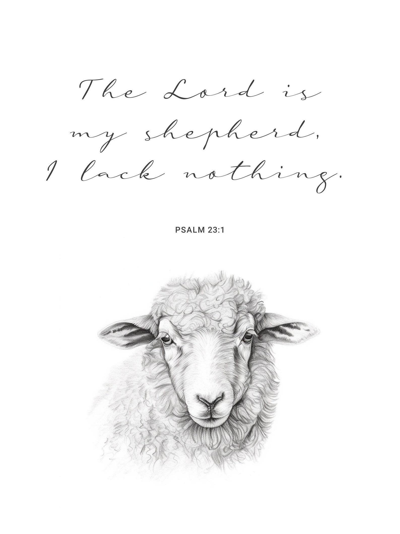 Psalm 23 and a Sheep Pencil Sketch | Printable Designs - Etsy