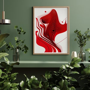 Abstract Art Print, Red Modern Wall Art, Digital Downloadable File - Etsy