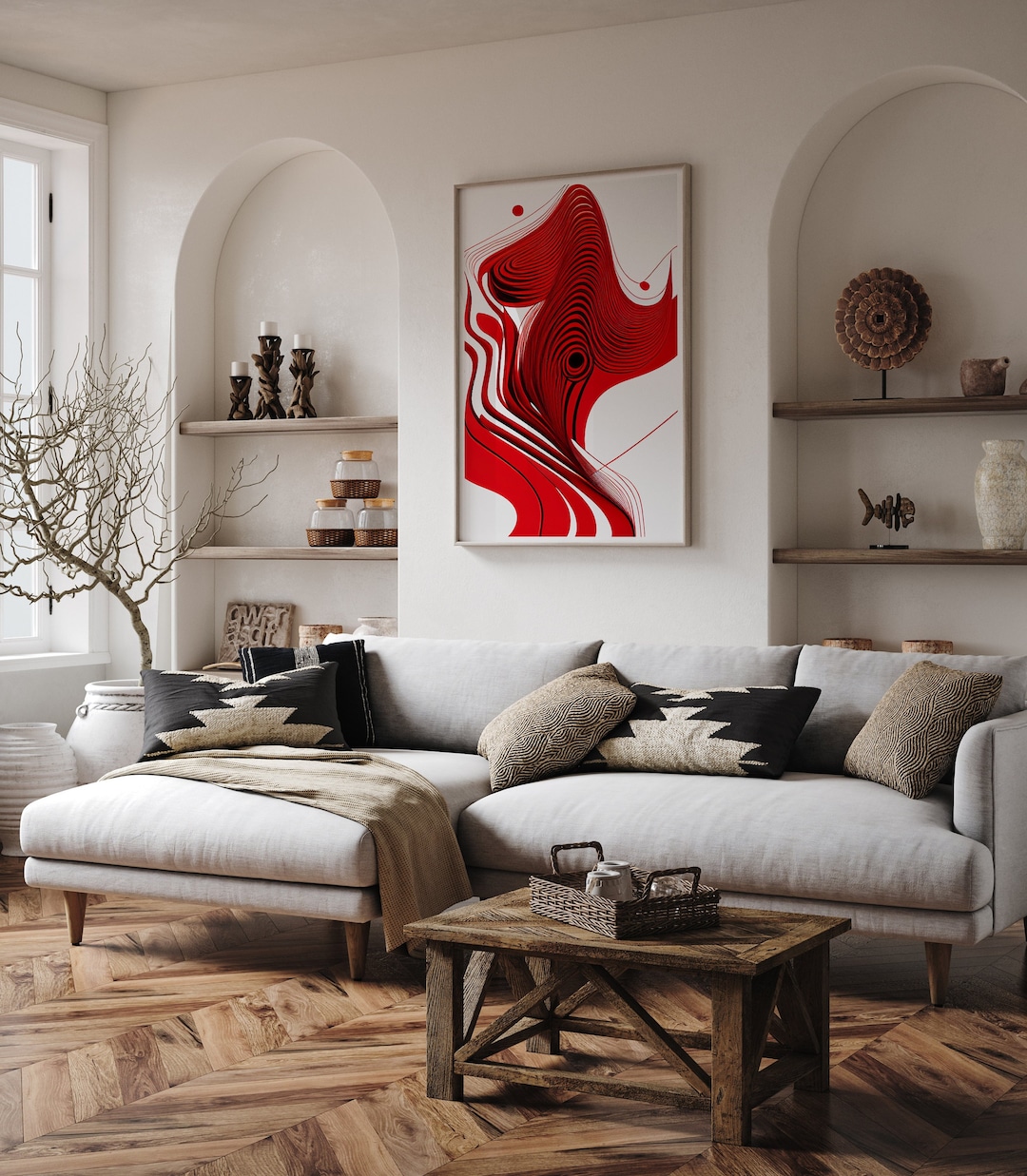 Abstract Art Print, Red Modern Wall Art, Digital Downloadable File - Etsy