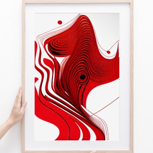 Abstract Art Print, Red Modern Wall Art, Digital Downloadable File - Etsy