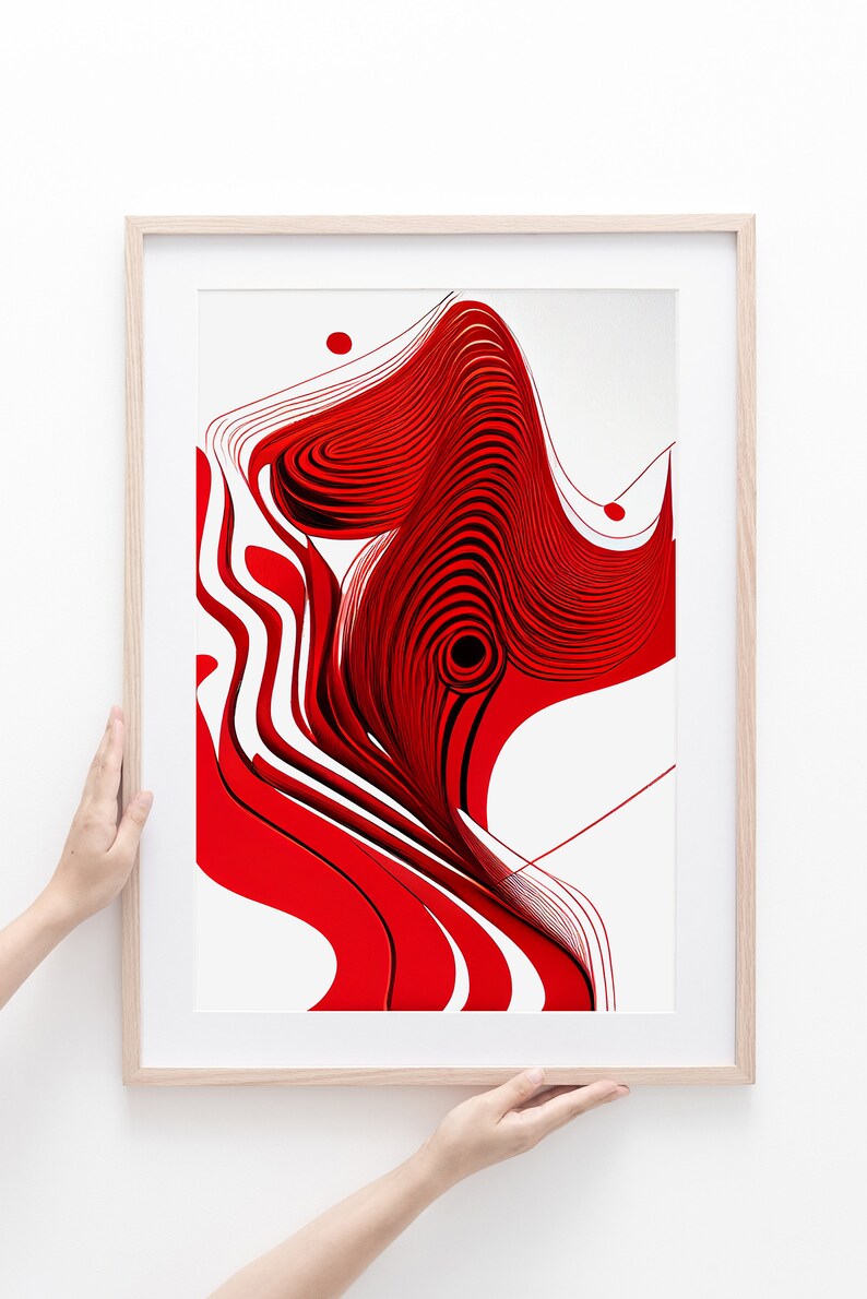 Abstract Art Print, Red Modern Wall Art, Digital Downloadable File - Etsy