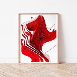Abstract Art Print, Red Modern Wall Art, Digital Downloadable File - Etsy
