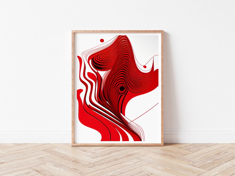 Abstract Art Print, Red Modern Wall Art, Digital Downloadable File - Etsy