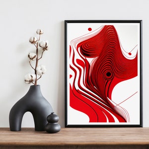Abstract Art Print, Red Modern Wall Art, Digital Downloadable File - Etsy