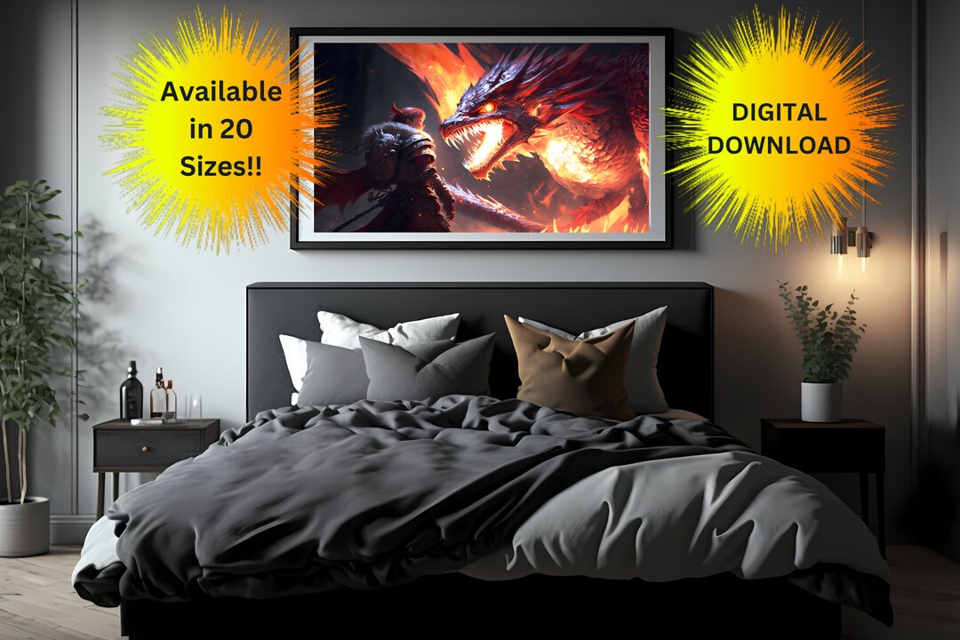 DIGITAL DOWNLOAD - Monster Hunter Versus a Red Dragon, High Resolution ...