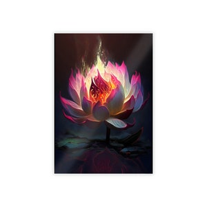 Lotus Flower on Fire, Gloss Poster, High Resolution, Gothic, Dark ...