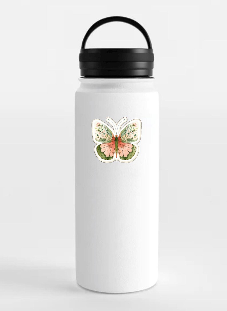 Green Floral Butterfly Sticker - Etsy