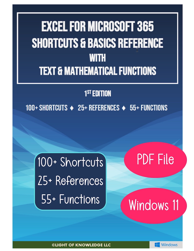 Excel For Microsoft 365 Shortcuts And Basics Reference With Text And Mathematical Functions