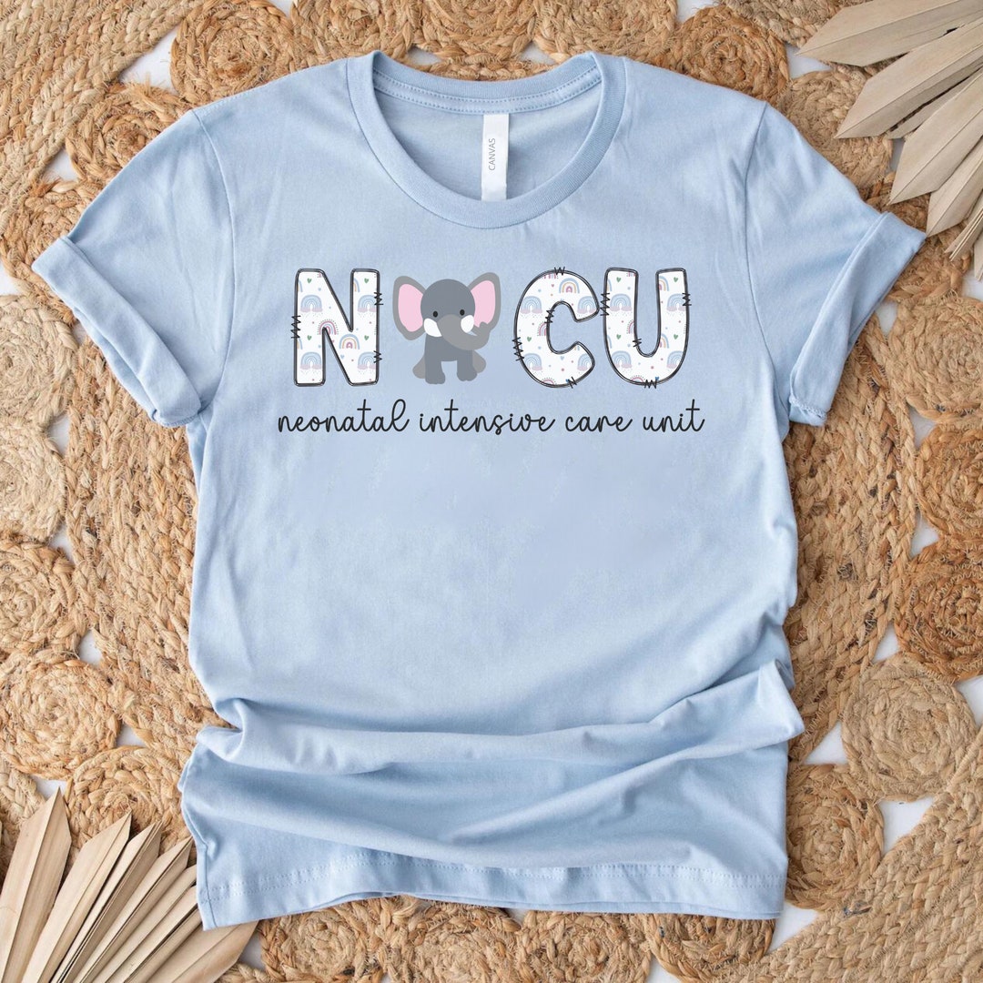NICU Nurse Shirt Blue NICU Nurse Tshirt Animals Neonatal Intensive Care ...
