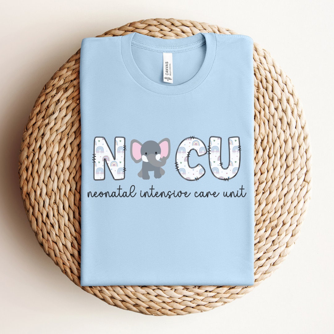 Cute Elephant NICU Nurse Tshirt, Animal Neonatal Intensive Care Unit ...