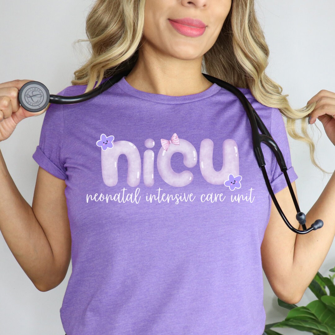 NICU Nurse Shirt Purple Neonatal Intensive Care Unit Nurse Tee Neonatal ...