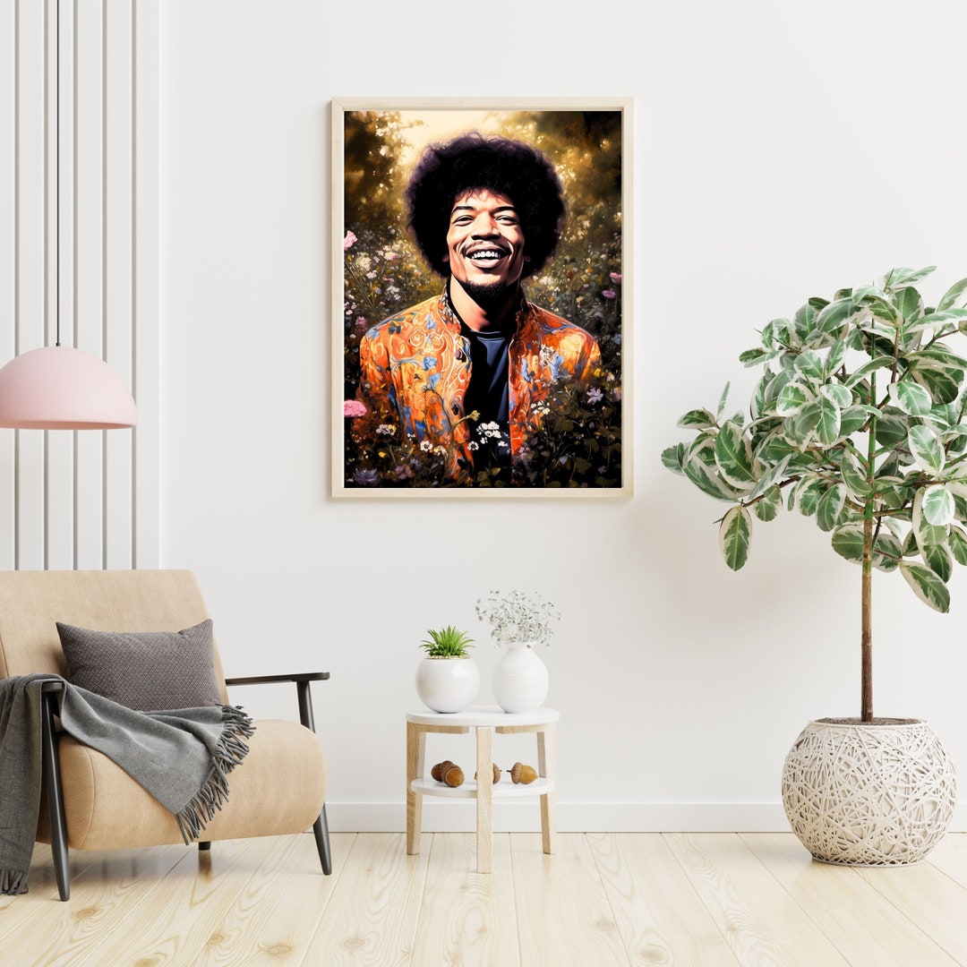 Jimi | Vintage Portrait of Jimi Hendrix in Field of Wildflowers ...