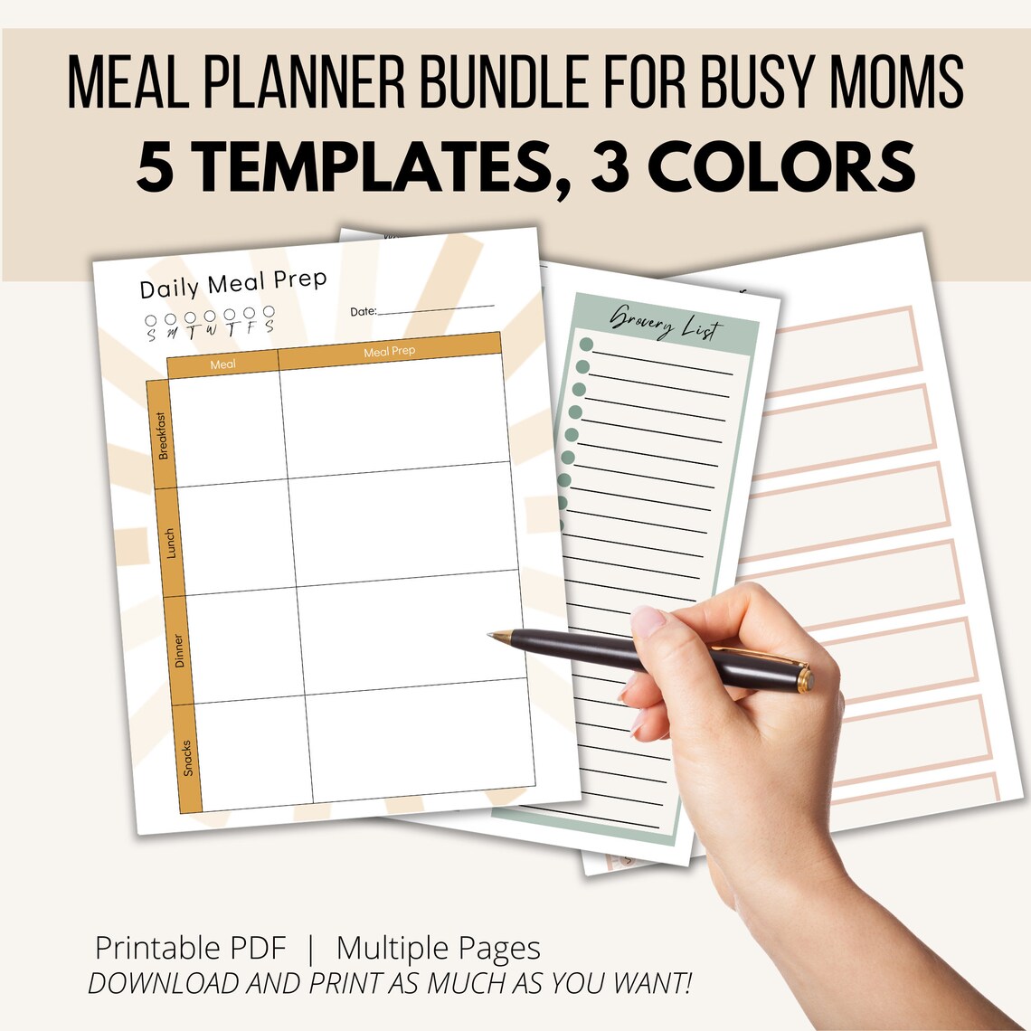 Meal Planner Bundle for Busy Moms, Meal Planner Printable, Meal Plan ...