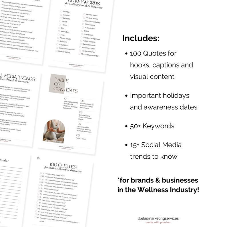 100+ Wellness Caption Hooks, Quotes, & Keywords for Social Media - Etsy