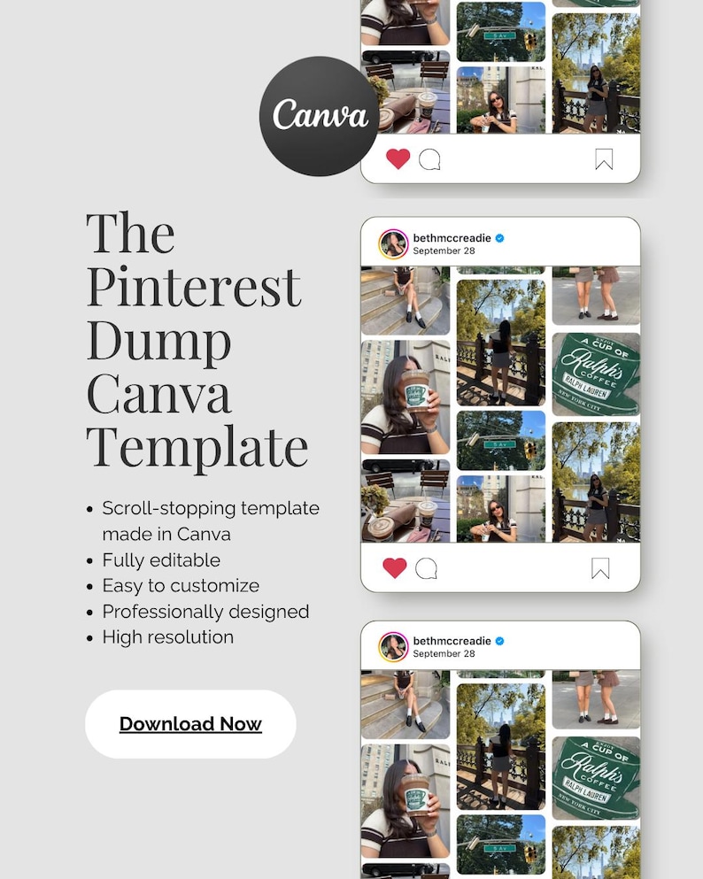 The Pinterest Photo Dump Canva Template | Trending Instagram Post ...