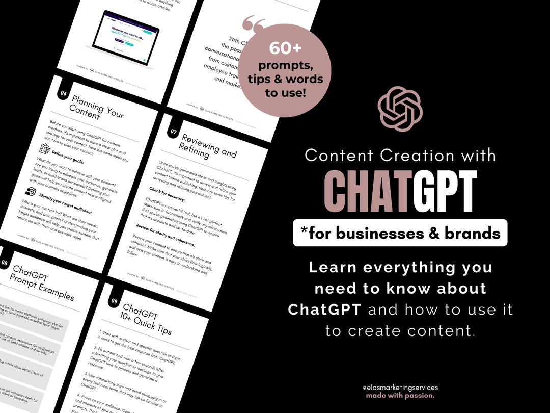 Content Creation With Chatgpt Guide for Businesses and Brands - Etsy