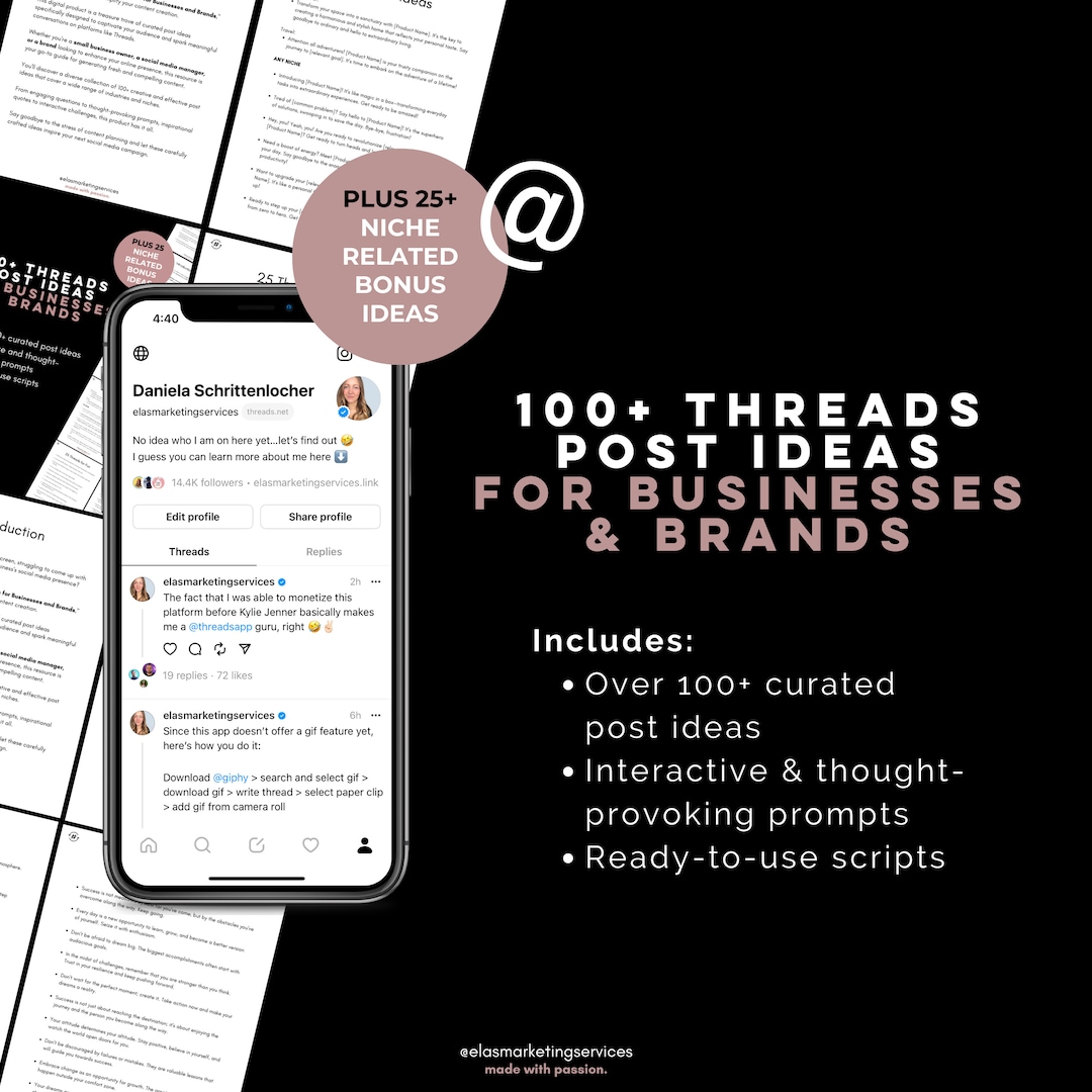 100 Threads Post Ideas for Businesses & Brands - Etsy