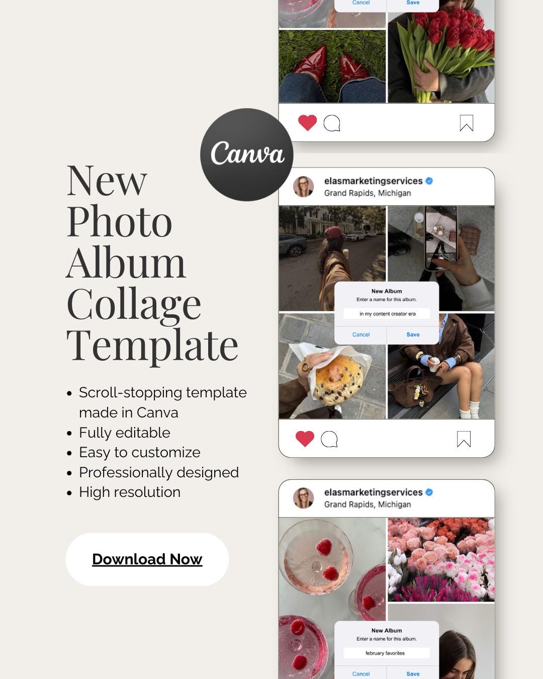 New Photo Album Collage Canva Templates | Trending Instagram Design - Etsy