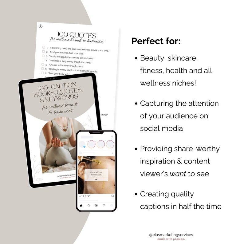 100+ Wellness Caption Hooks, Quotes, & Keywords for Social Media - Etsy