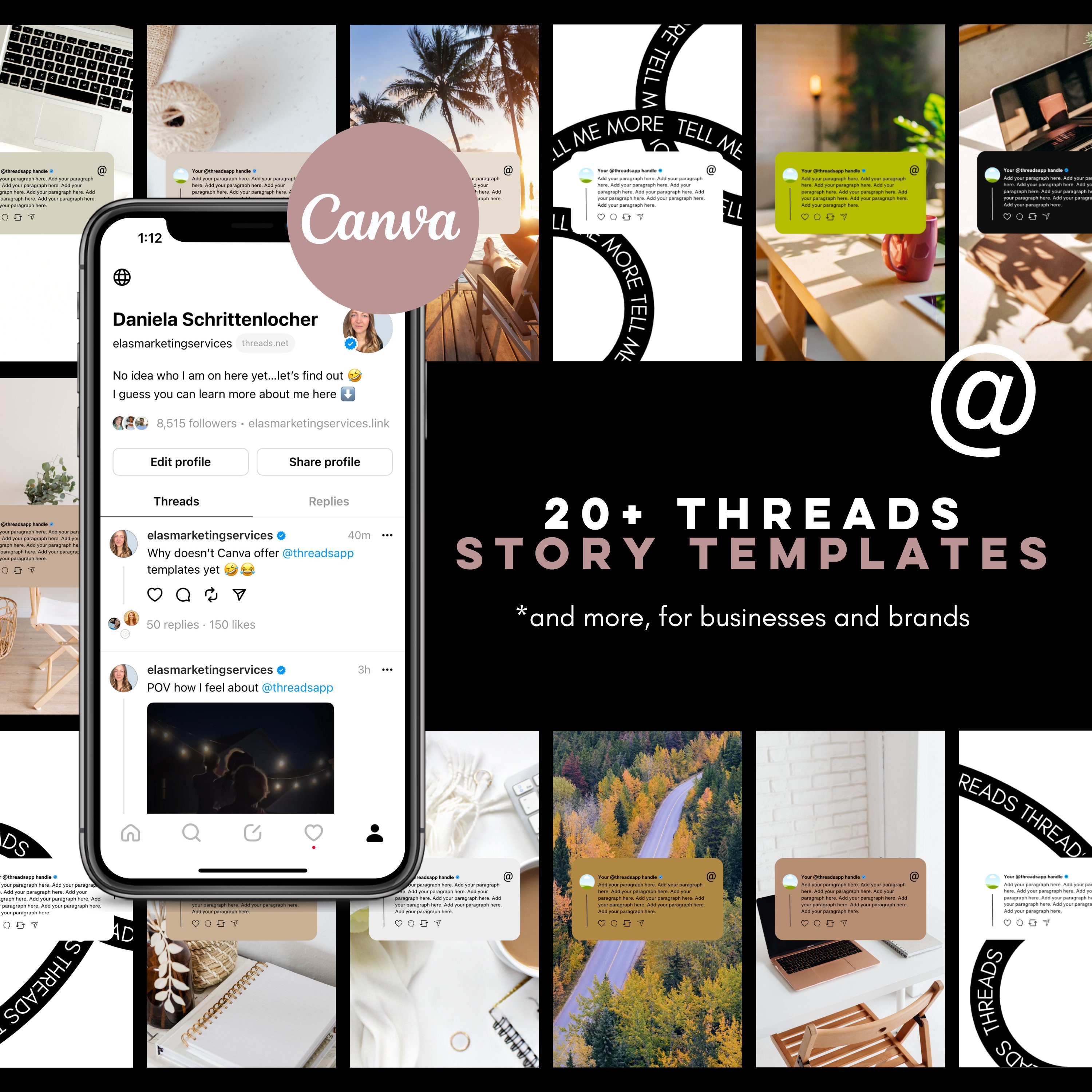 20 Instagram Threads Story Templates for Businesses and Brands - Etsy