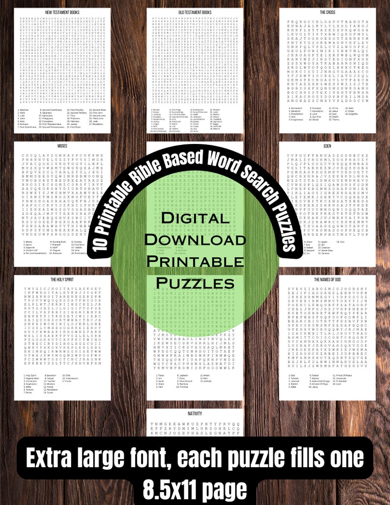 Christian Word Search Printable Pack, 10 Puzzles - Bible Edition ...