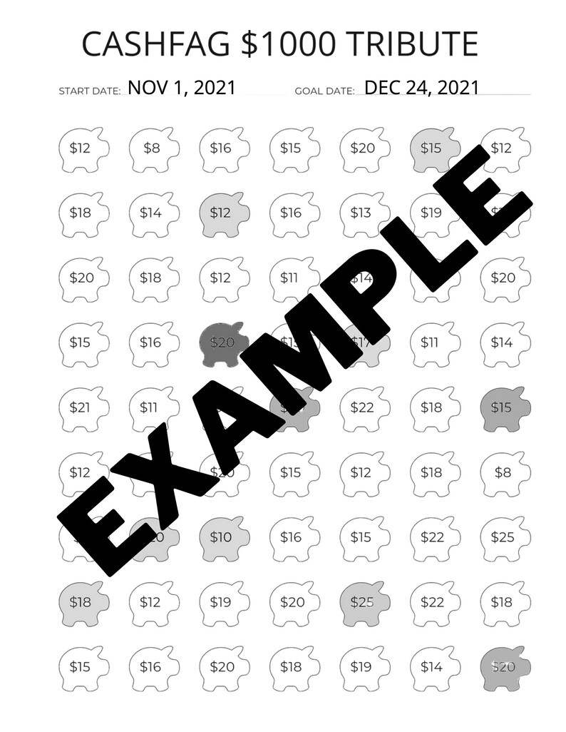 Findom Piggy Tracking Worksheet - USD and STERLING POUND - Etsy