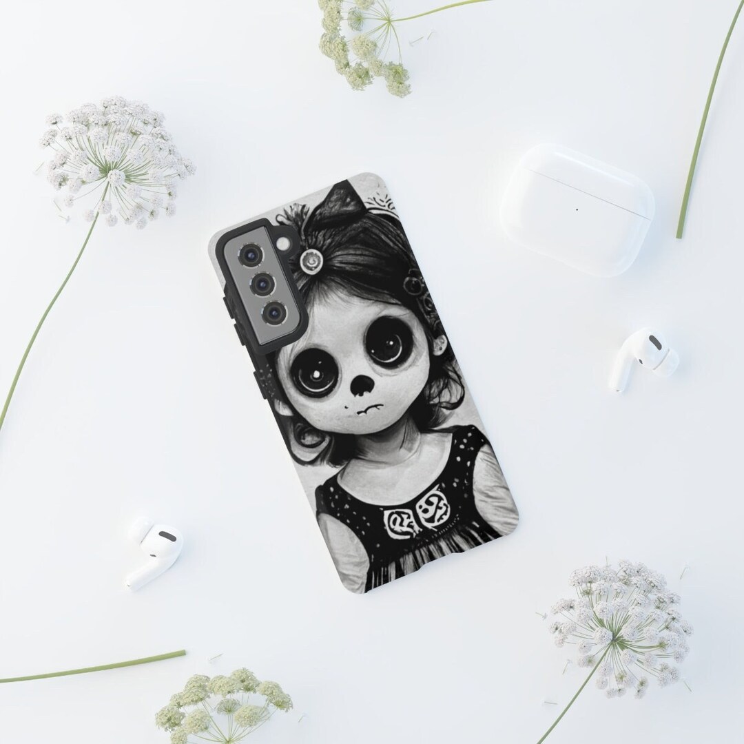 Cute Sugar Skull Phone Case, Black and White Protective Case, Day of ...