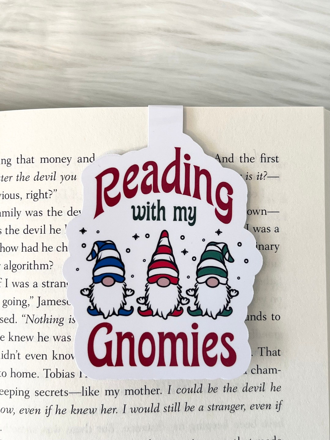 Reading With My Gnomies Magnetic Bookmark - Etsy UK