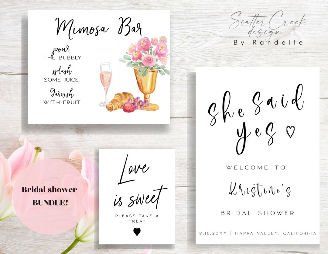Bridal Shower Signage BUNDLE This Downloadable Template Bundle Includes ...