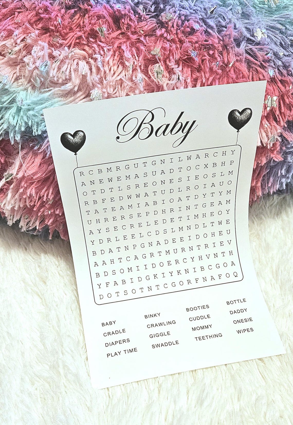 Baby Shower Word Search Puzzle. Baby Shower Game. Baby Party Activity ...
