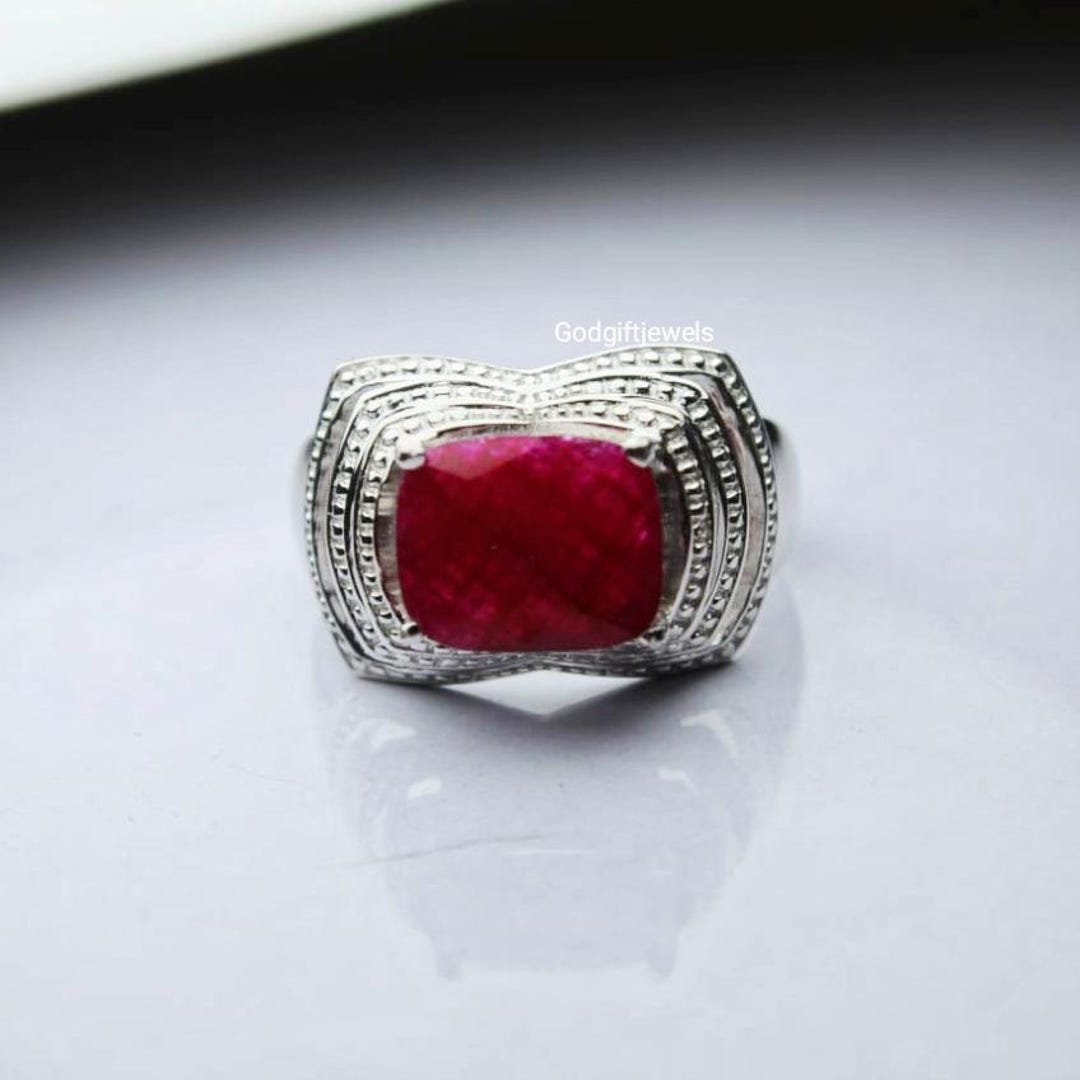 Handmade Red Ruby Ring: Sterling Silver July Birthstone Jewelry - Etsy