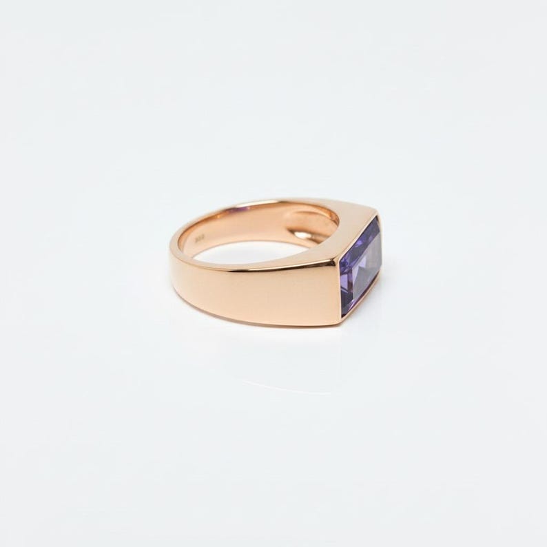 Men's Rectangle Tanzanite Signet Ring, December Birthstone Gift for Him ...
