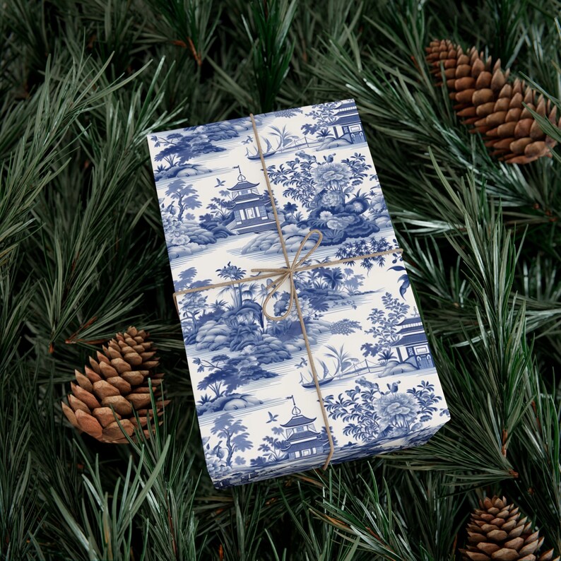 Chinoiserie Wrapping Paper White and Blue Gift Wrap Elegant - Etsy