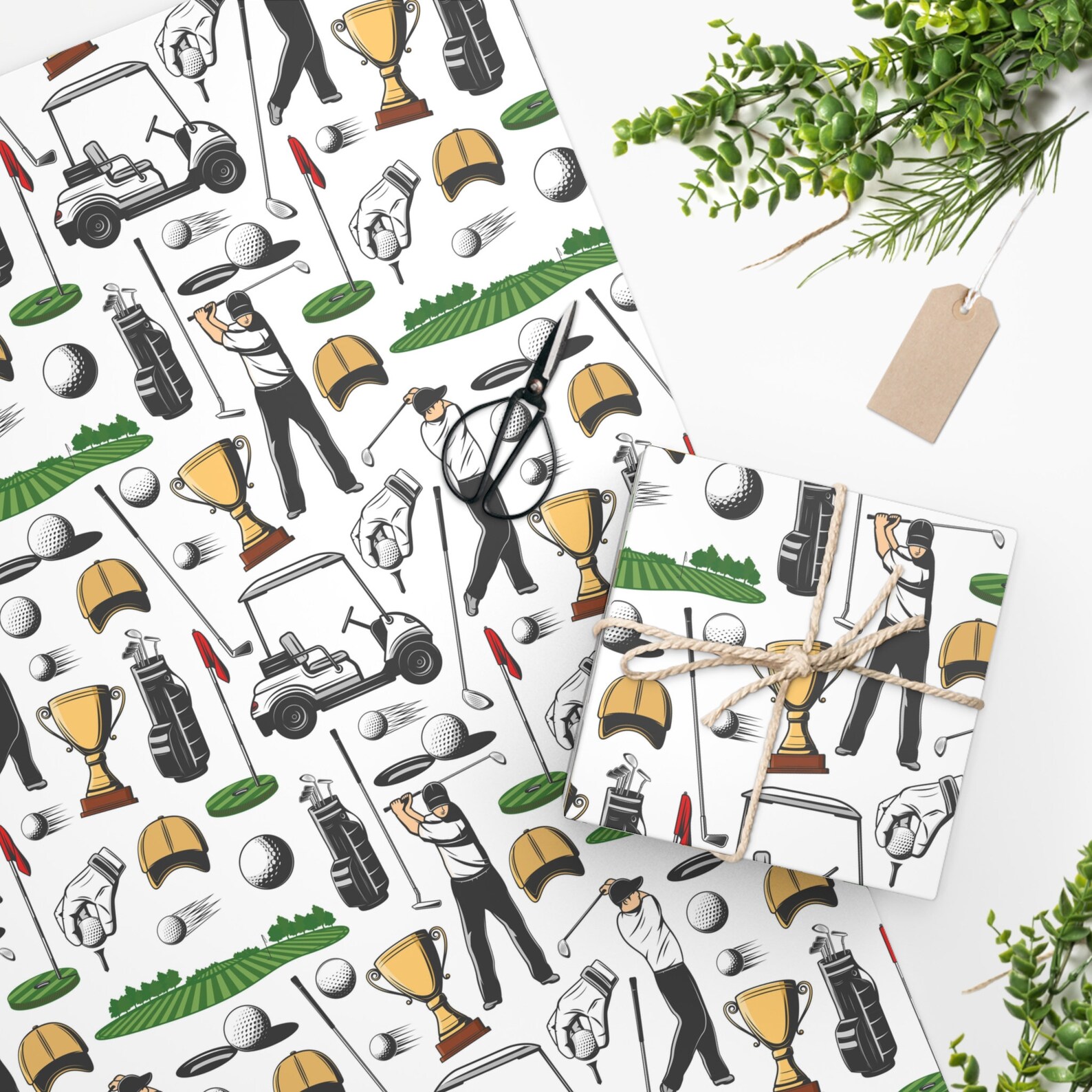 Golf Theme Wrapping Paper Fathers Day Gift Wrap Golf Player - Etsy