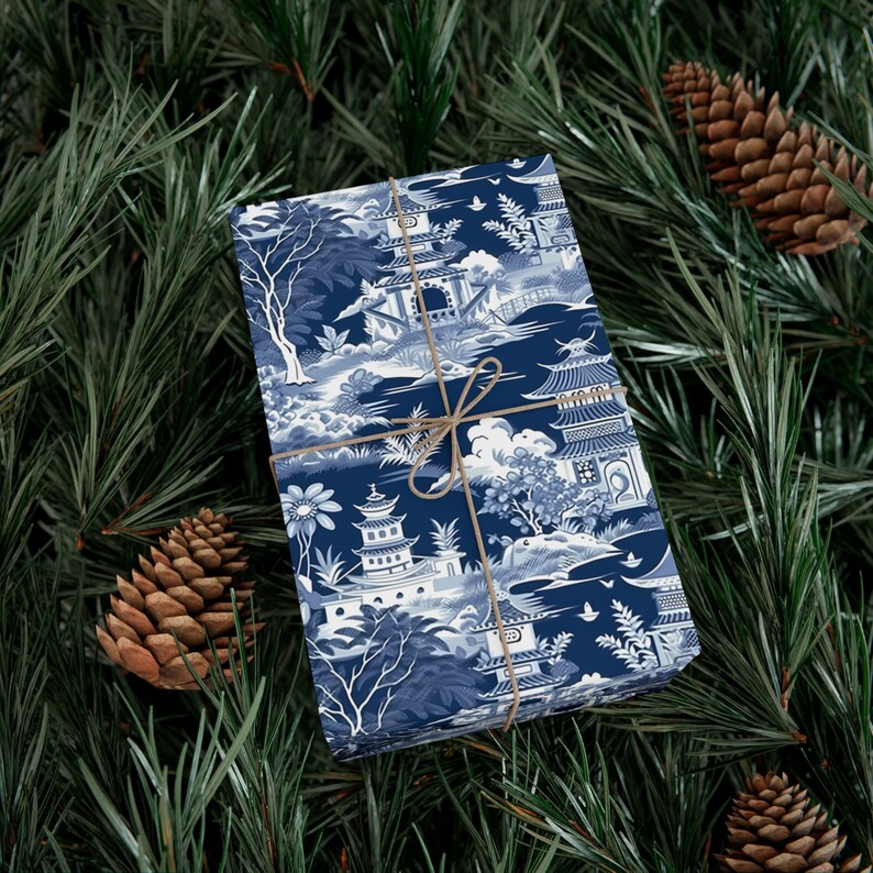 Chinoiserie Wrapping Paper White and Blue Gift Wrap Elegant - Etsy