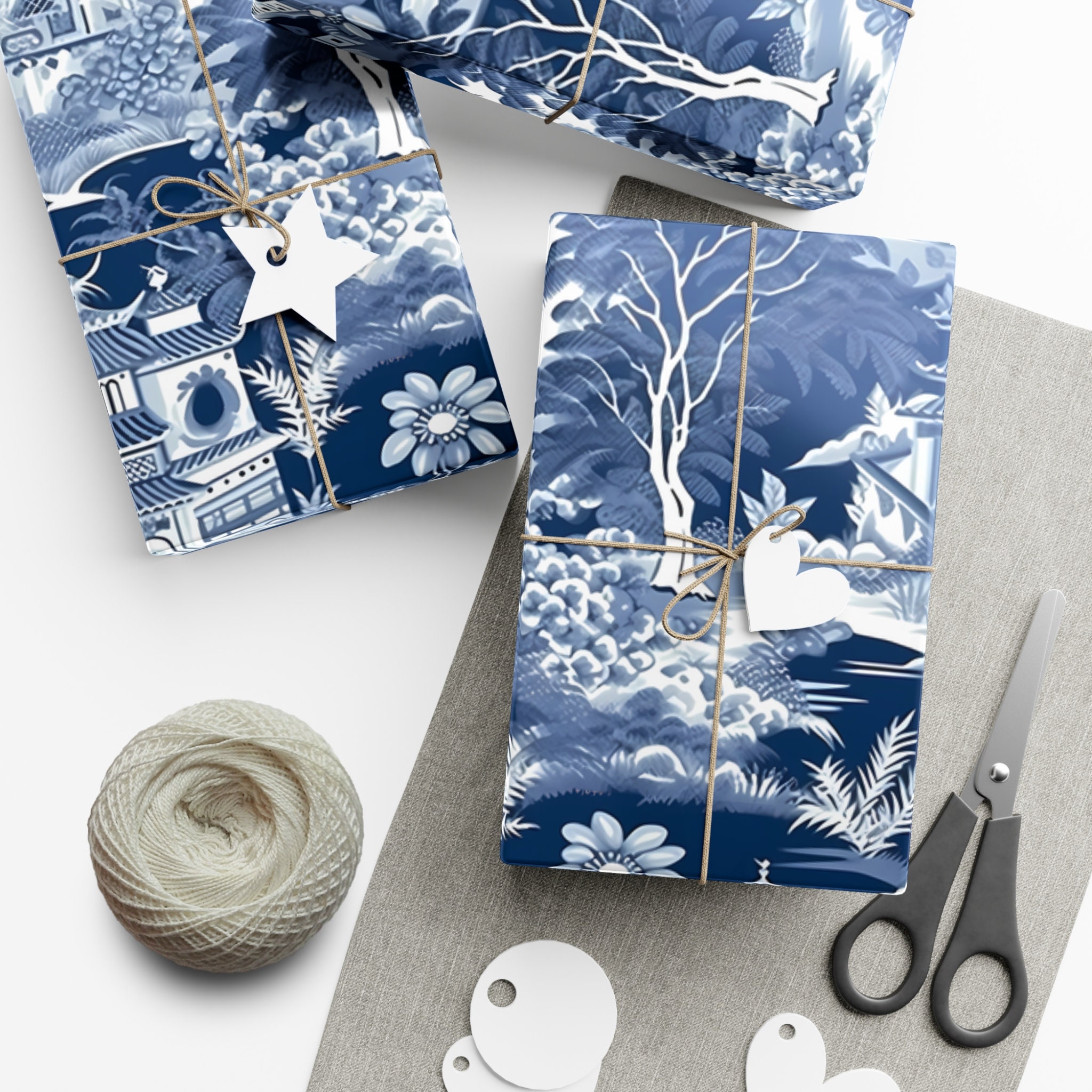Chinoiserie Wrapping Paper White and Blue Gift Wrap Elegant - Etsy