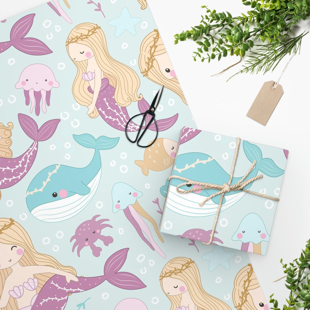 Mermaid Wrapping Paper Baby Girl Wrapping Paper Cute - Etsy