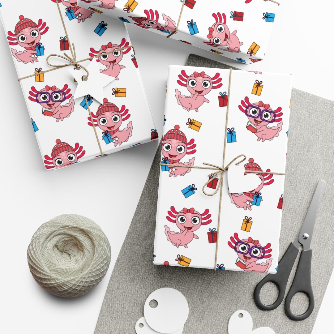 Axolotl Wrapping Paper, Cute Wrapping Paper, Gift Wrapping Paper, Kids ...