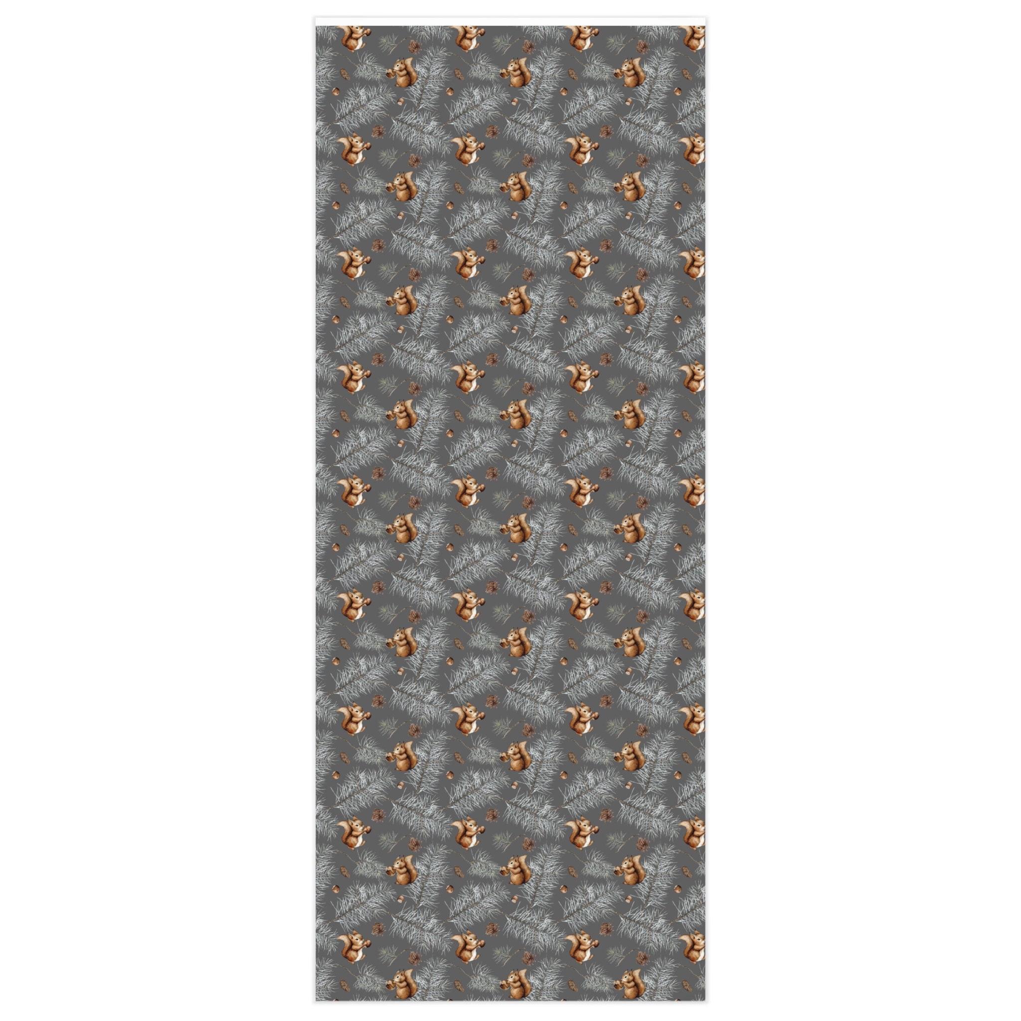 Squirrel Wrapping Paper, Cute Squirrel Gift Wrap, Pine Tree and ...